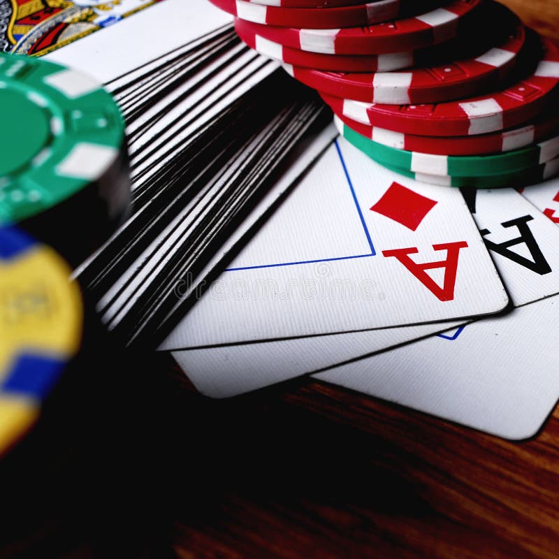 Aces High on the Table with Chips Stock Photo - Image of play, brown ...