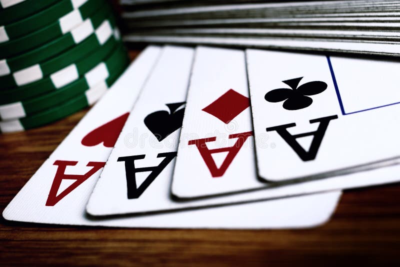 Aces High on the Table with Chips Stock Photo - Image of casino, table ...