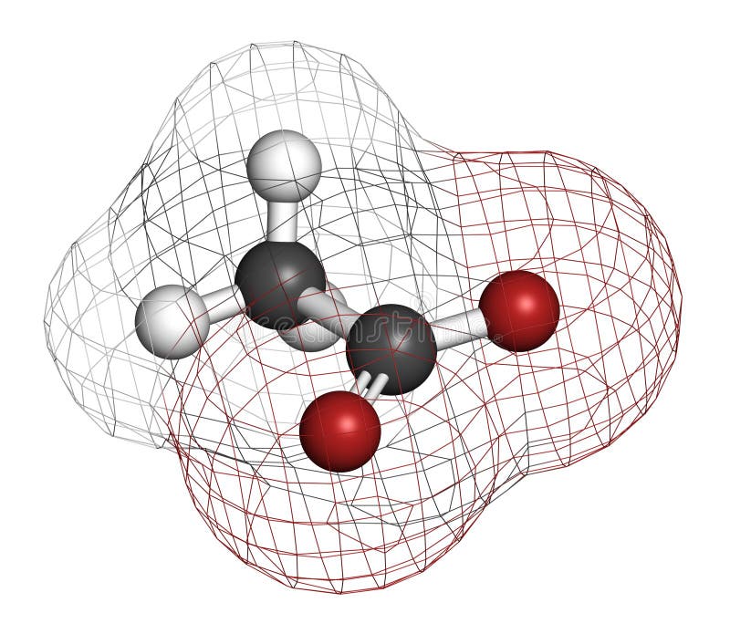 Acetate Anion, Chemical Structure. 3D Rendering. Atoms are Represented ...