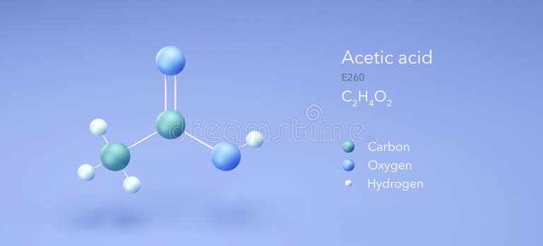 Acetic Acid Molecule, Molecular Structures, Food Additive E260, 3d ...