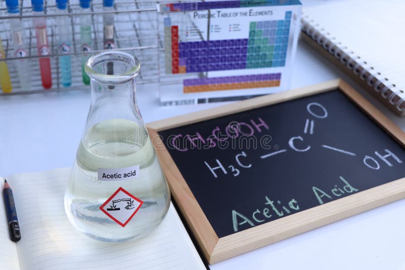 Acetic Acid and Symbol Structural Formula Chemical Stock Photo - Image ...