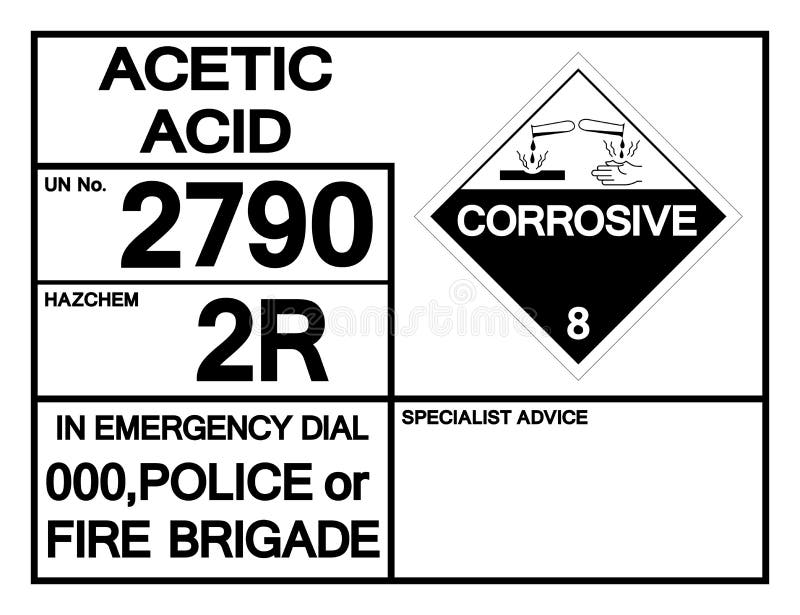 Acetic Acid UN2790 Symbol Sign, Vector Illustration, Isolate on White ...