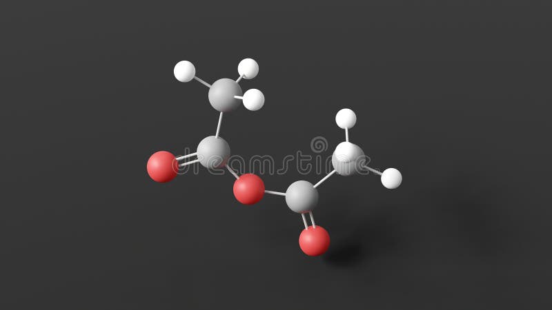 Acetic Anhydride Molecular Structure, Ethanoic Anhydride, Ball and ...