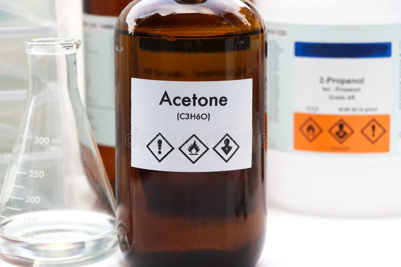 Acetone in Bottle , Chemical in the Laboratory and Industry Stock Photo ...