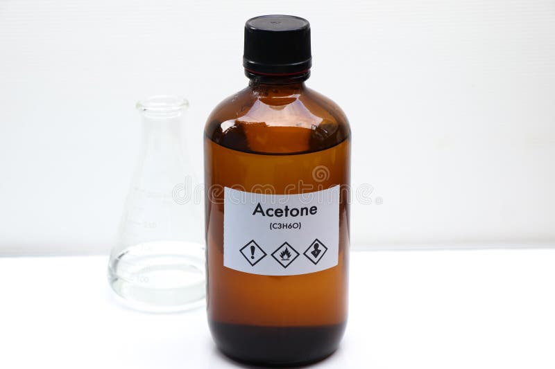 Acetone in Bottle , Chemical in the Laboratory and Industry Stock Photo ...