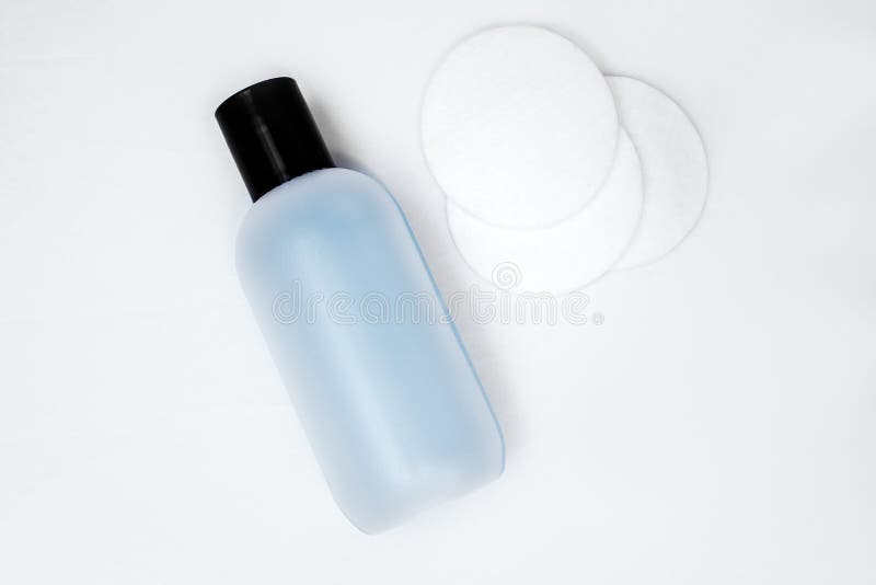 The Acetone Bottle with Cotton Pads Isolated on Bright White Background ...