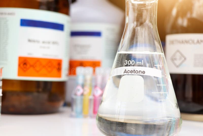 Acetone in Glass, Chemical in the Laboratory Stock Image - Image of ...
