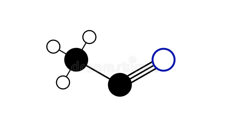Acetonitrile Molecule, Structural Chemical Formula, Ball-and-stick ...