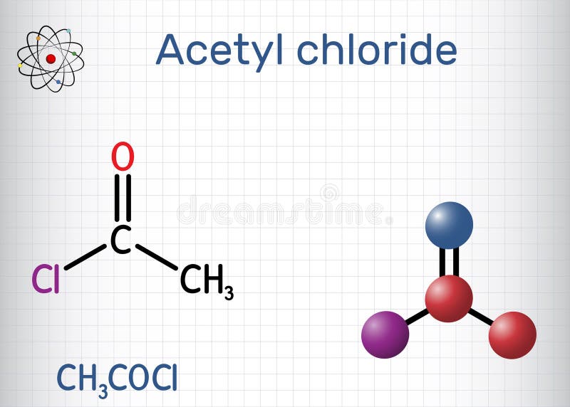 Acetyl Chloride Molecule. it is Acyl Chloride, Acyl Halide. Sheet of ...