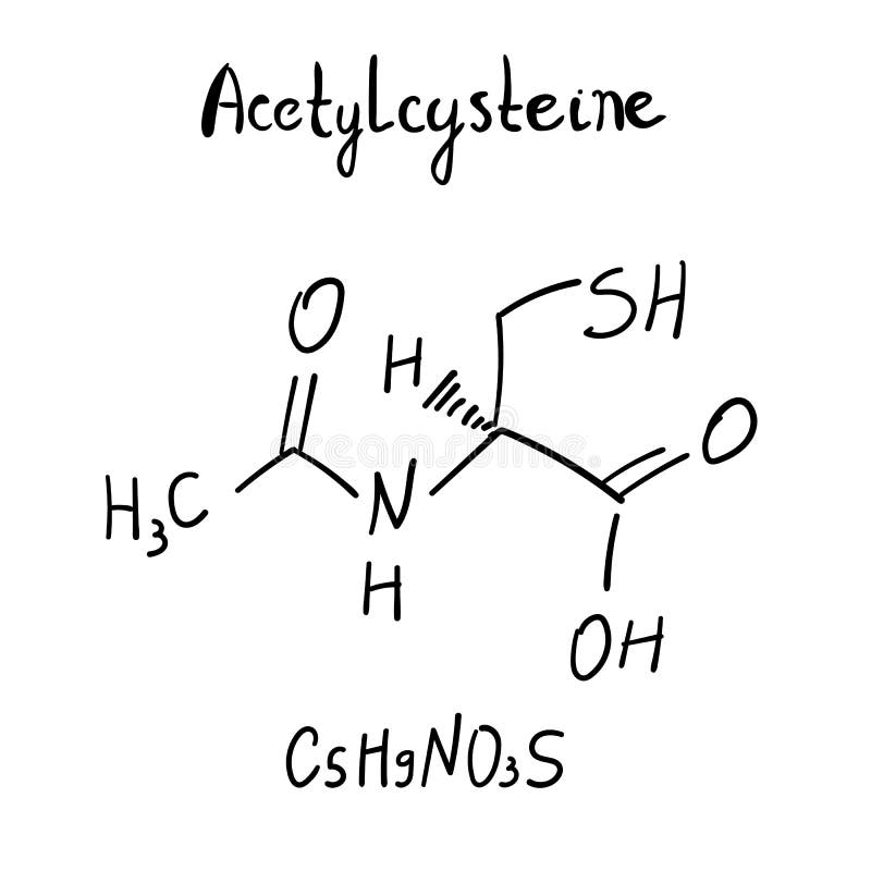 Acetylcysteine Chemistry Molecule Formula Hand Drawn Imitation Stock ...