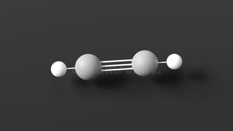 Acetylene Molecular Structure, Ethyne, Ball and Stick 3d Model ...