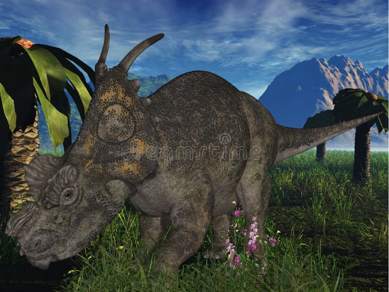 Achelousaurus - 3D Dinosaur Stock Illustration - Illustration of ...