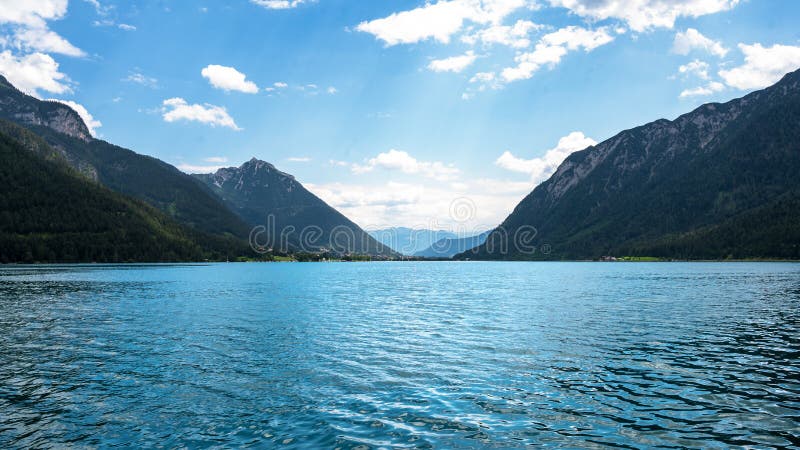 Lake Achen Surrounded by Mountains in Tirol Austria Stock Image - Image ...