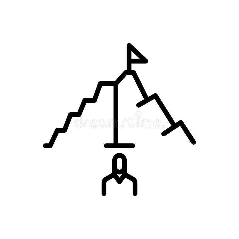 Black Line Icon for Achievable Goal, Achievable and Flag Stock Vector ...