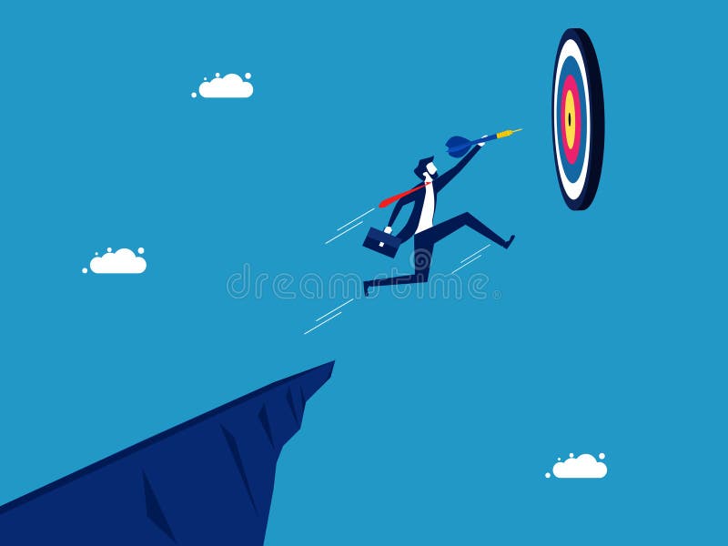 Achieve Goal. Businessman Jumping To the Goal Stock Vector ...