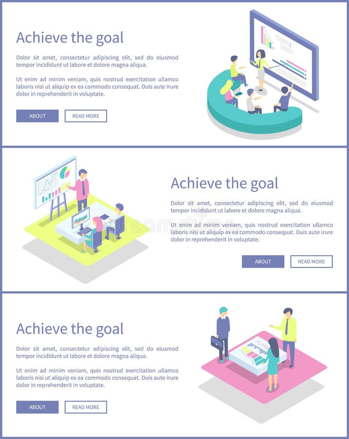 Achieve Goal Posters Set Text Vector Illustration Stock Vector ...