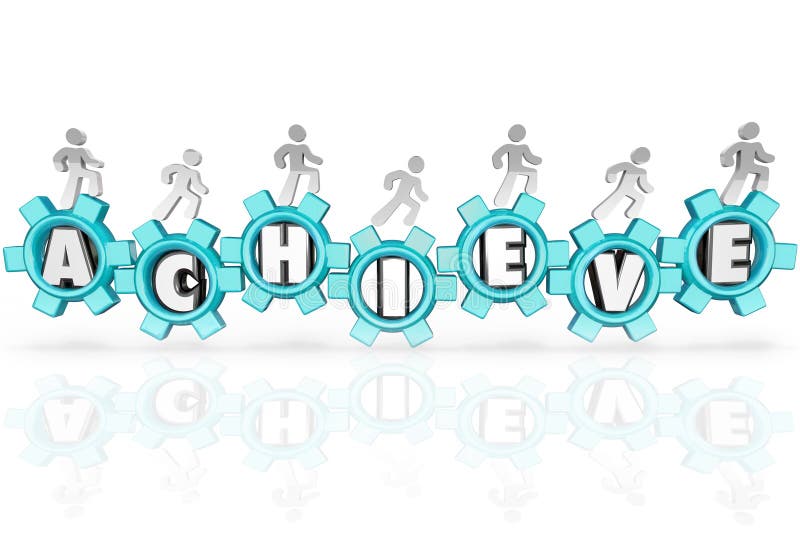 How To Achieve People Climbing Up Gears Envision Plan Pursue Stock ...