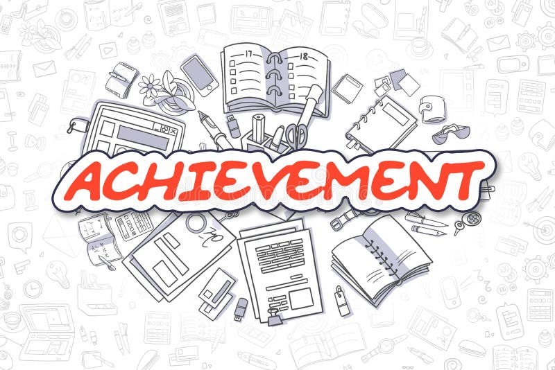 Achievement - Doodle Red Text. Business Concept. Stock Illustration ...