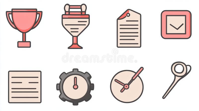 Achievement Icons Set stock illustration. Illustration of completion ...