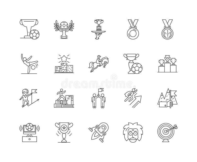 Achievement Line Icons, Signs, Vector Set, Outline Illustration Concept ...