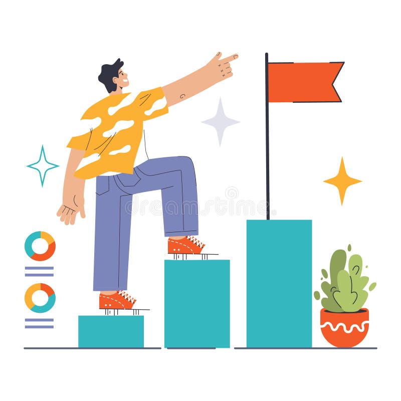 Achievement and Progress Concept. Flat Stock Vector - Illustration of ...
