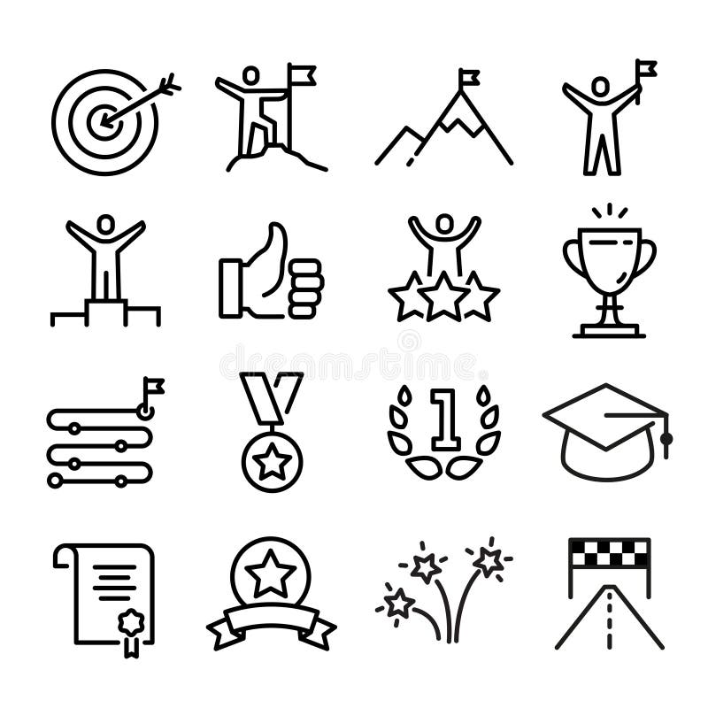 Achievement and Success Icons Stock Vector - Illustration of prize ...