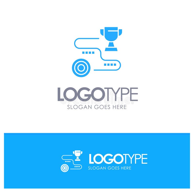 Achievement, Target, Success, Path, Win Blue Solid Logo with Place for ...