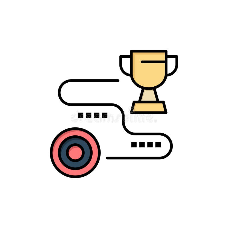 Achievement, Target, Success, Path, Win Flat Color Icon. Vector Icon ...