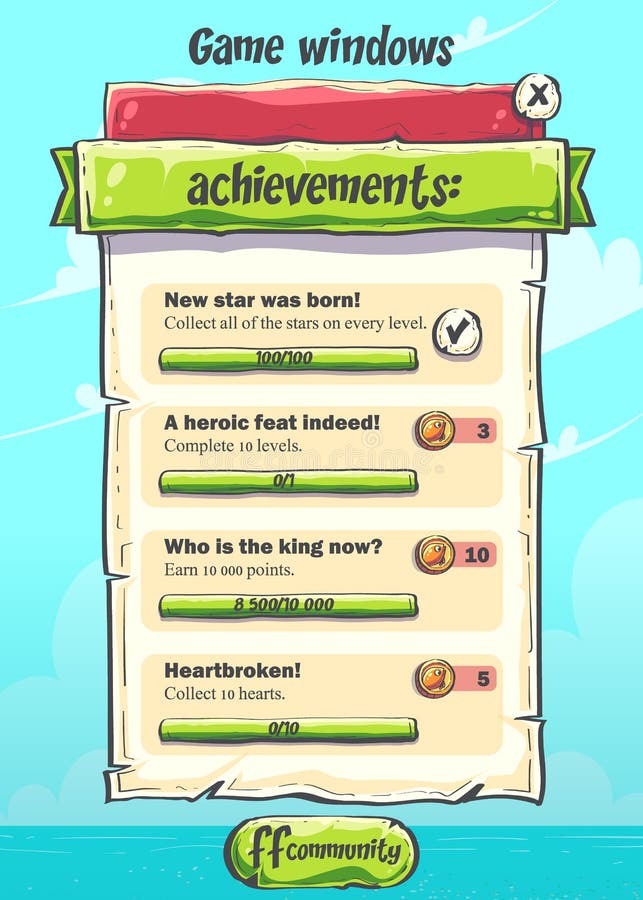 Achievements Game Window the Bright Vector Illustration Stock Vector ...