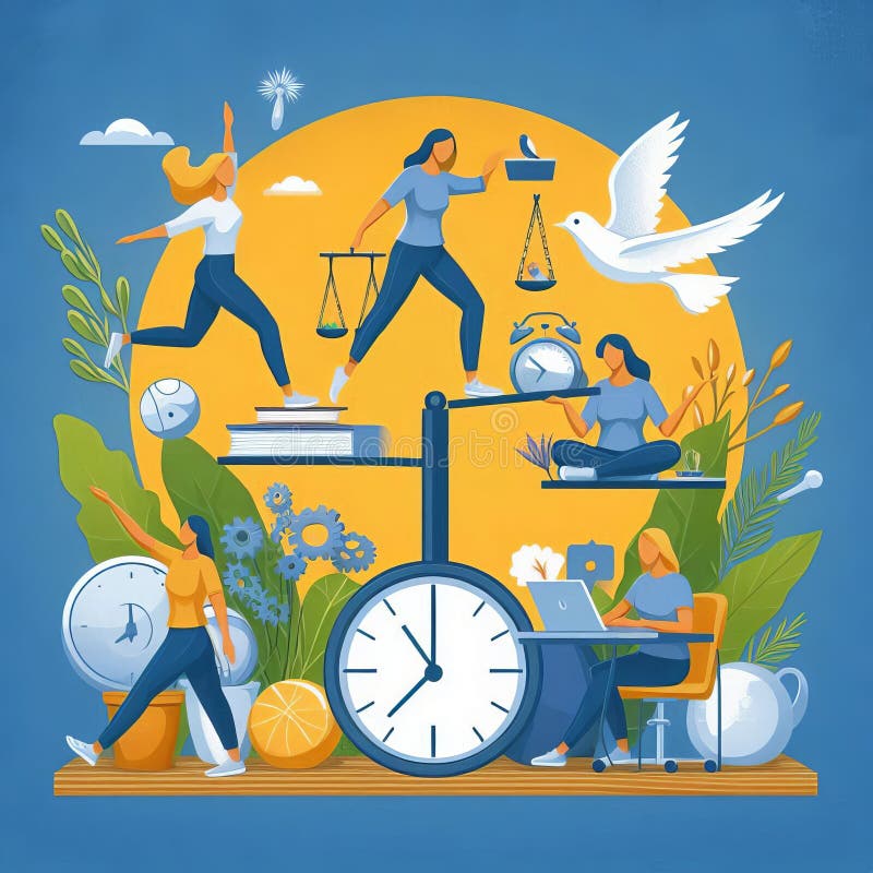 Achieving Balance Finding Harmony between Work Personal Life an Stock Illustration ...