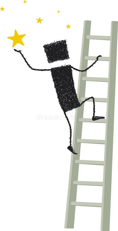 Achieving a Dream, Stick Figure Stock Photo - Illustration of star ...