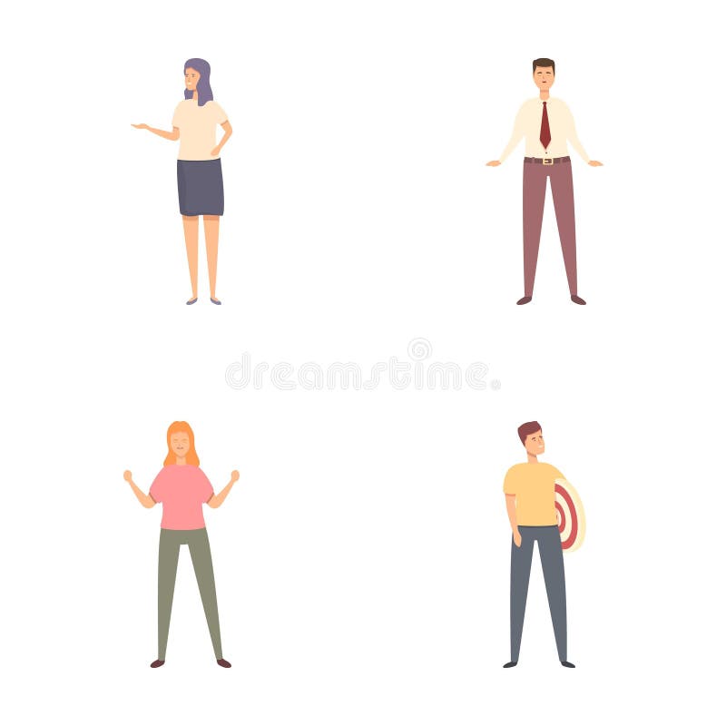 Achieving Goal Icons Set Cartoon Vector. Personal Development and ...