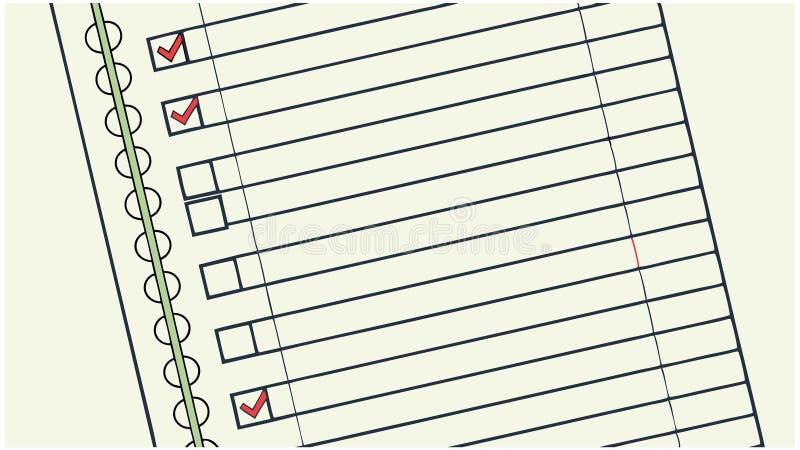 Spiral Notebook Page Red Checkmarks Stock Illustrations – 3 Spiral ...