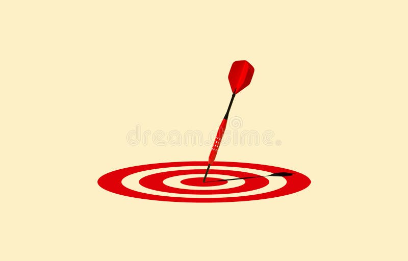 Achieving Goals and Objectives. Red Dart Hits the Center of the Target ...
