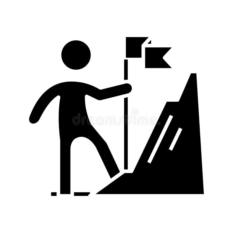 Achieving Headway Black Icon, Concept Illustration, Vector Flat Symbol ...