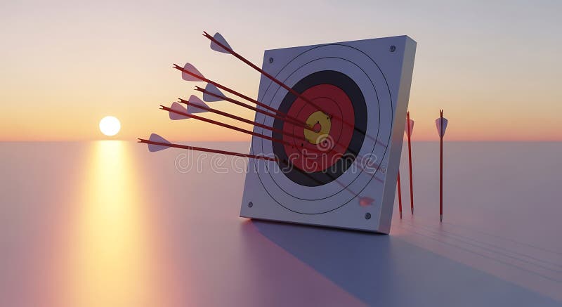 Achieving Precision: Arrow Hits on the Target with a Beautiful Sunset ...