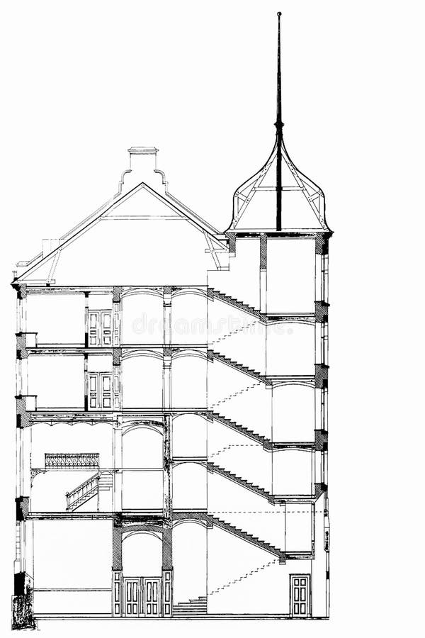 Achitectural Project of a Multistory Building Cross Section Stock ...
