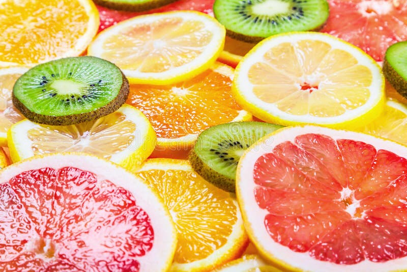 Achtergrond Met Citrusvrucht Van Vers Fruitplakken Stock Afbeelding ...