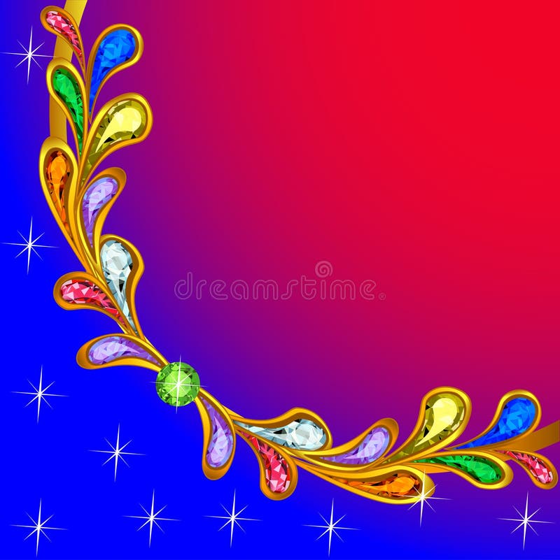 Achtergrond Met Edelstenen En Glanzende Sterren Vector Illustratie ...