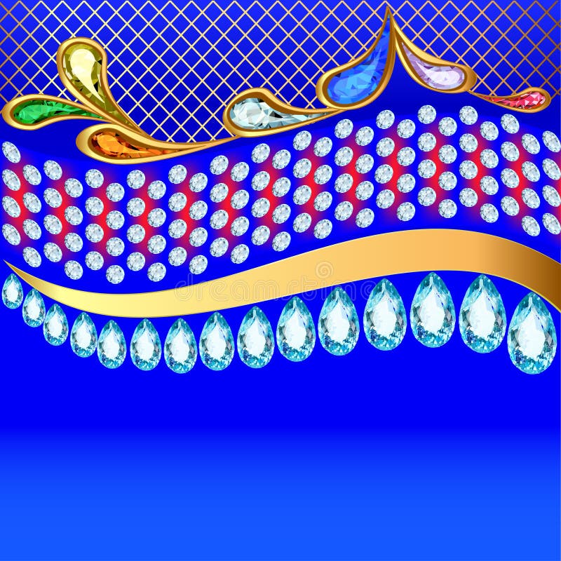 Blauwe Achtergrond Met Edelstenen En Het Net Vector Illustratie ...
