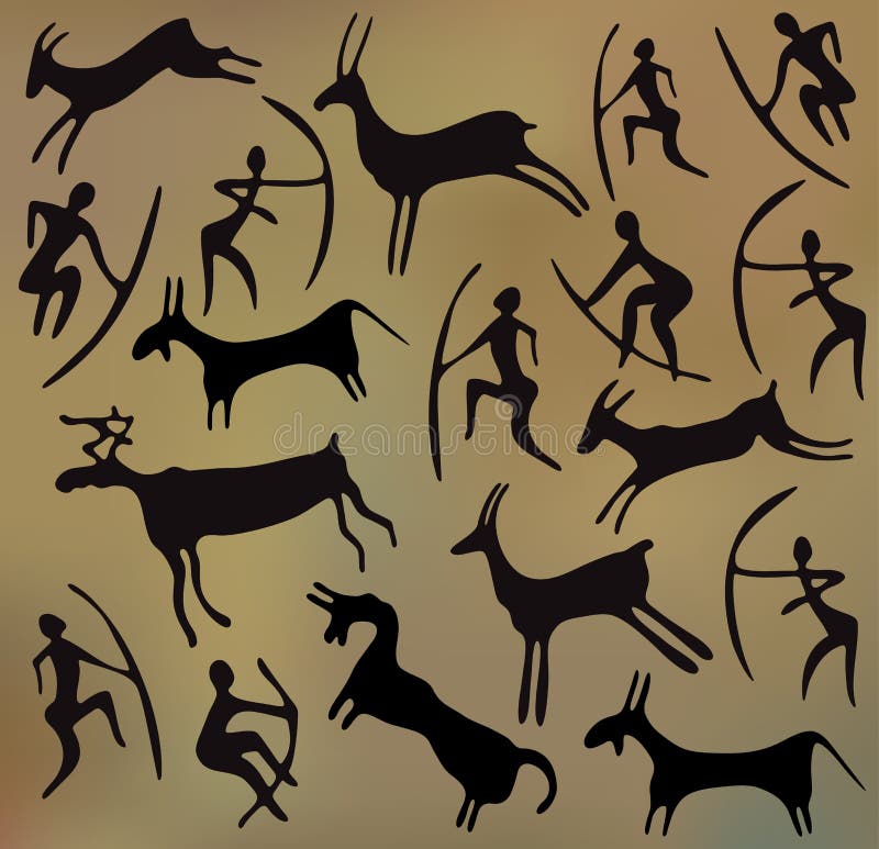 Achtergrond Met Rotstekeningen Vector Illustratie - Illustration of ...