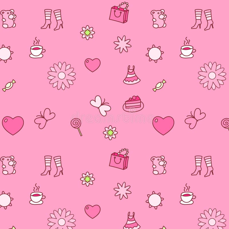 Achtergrondpatroon Met Vrouwelijke Dingen Stock Illustratie ...