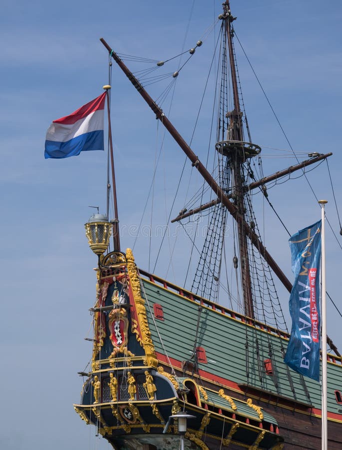 Achtersteven Van Het Historische Lange Schip Van Batavia Stock ...