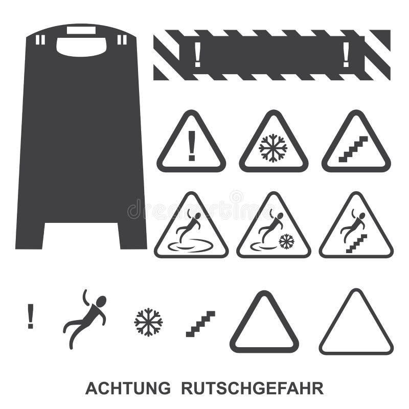 Achtung Rutschgefahrsymboler Stock Illustrationer - Illustration av ...