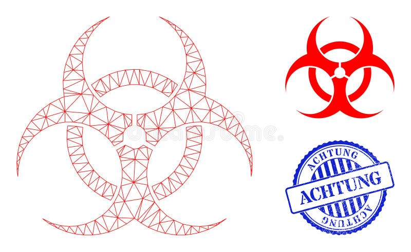 Achtung Textured Badge and Web Network Biohazard Vector Icon Stock ... Achtung Textured Badge and Web Network Biohazard Vector Icon Stock ...