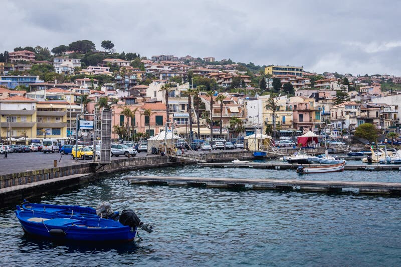 Aci Trezza Marina Dei Ciclopi Boats Harbor, Sicily Editorial Stock ...