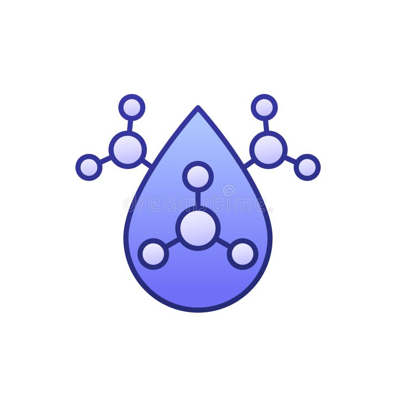 Acid Drop and Molecules Icon with Outline Stock Illustration ...
