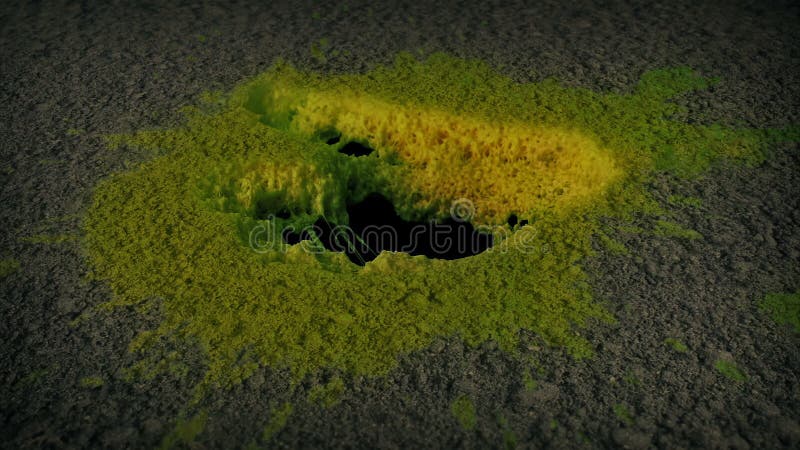 Acid Burns through Rough Ground Surface Stock Footage - Video of ...