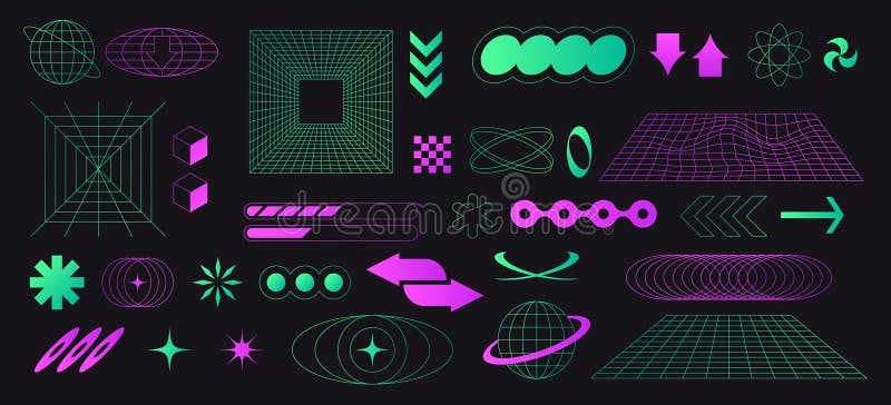 Acid Elements in Hand Drawn Design Stock Illustration - Illustration of ...