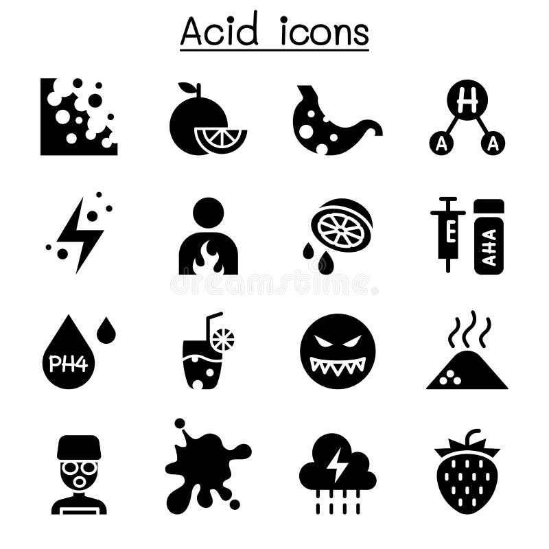 Acid icon set stock vector. Illustration of erode, pollution - 124457252